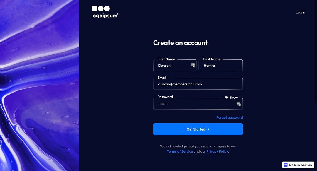 Webflow Signup Form | Free Webflow Component
